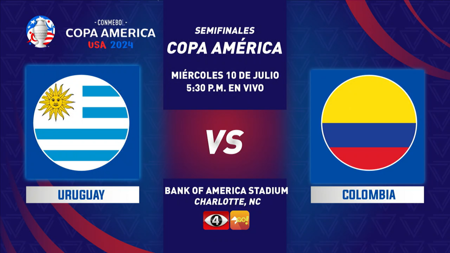 Uruguay vs. Colombia por Canal 4 y TCS Go! (en El Salvador)